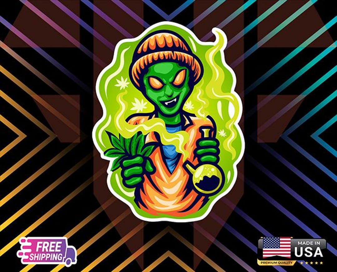 Alien Cannabis Green Lab+ Sticker, Custom Size, Vynil Decal Sticker 6 ...