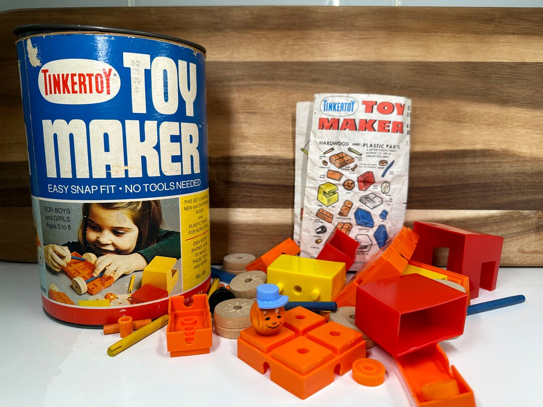 Vintage 48 Piece Tinker Toy Set With Lid and Instructions Vintage Toys ...