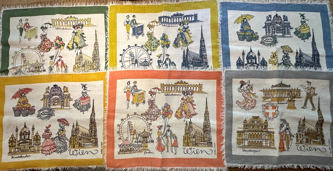 Vintage Set of 6 Austrian Pure Linen Placemats - Etsy