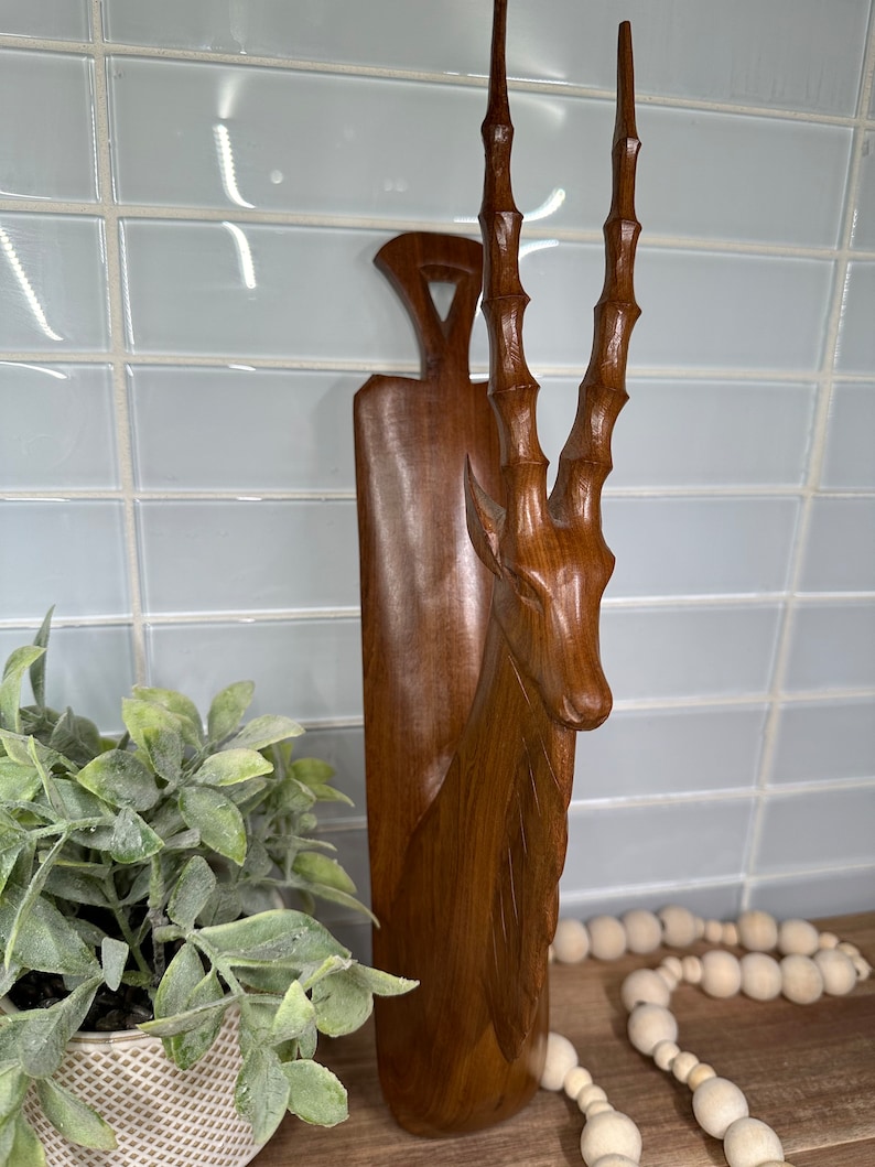 Vintage Carved Wood Antelope Wall Hanging/hook - Etsy