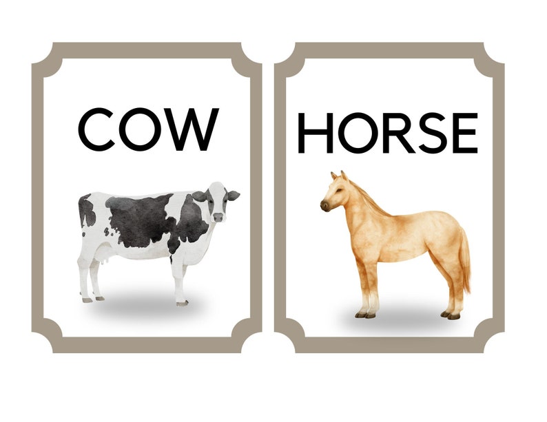 Farm Animals Flash Cards, Educational Cards, Printable Flash Cards ...