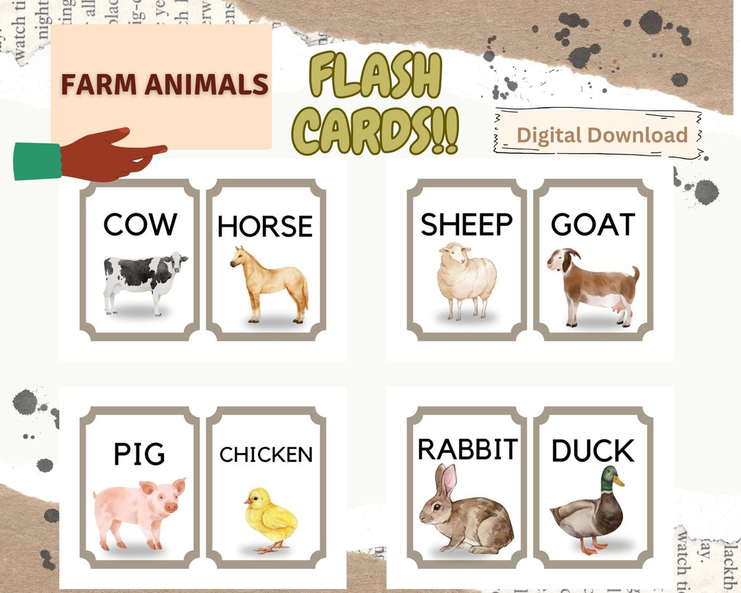 Farm Animals Flash Cards, Educational Cards, Printable Flash Cards ...