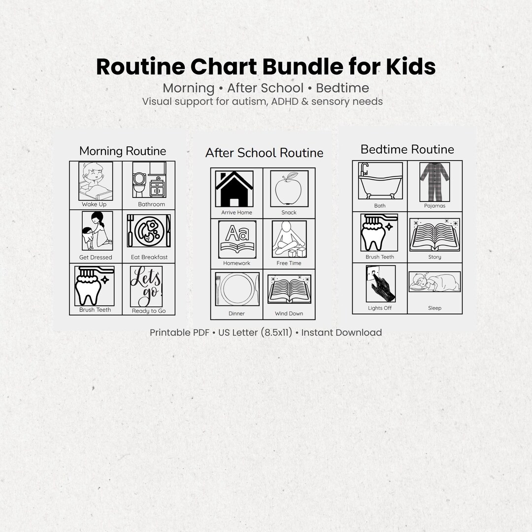 Visual Routine Chart Bundle – Kids' Morning, After School, Bedtime ...