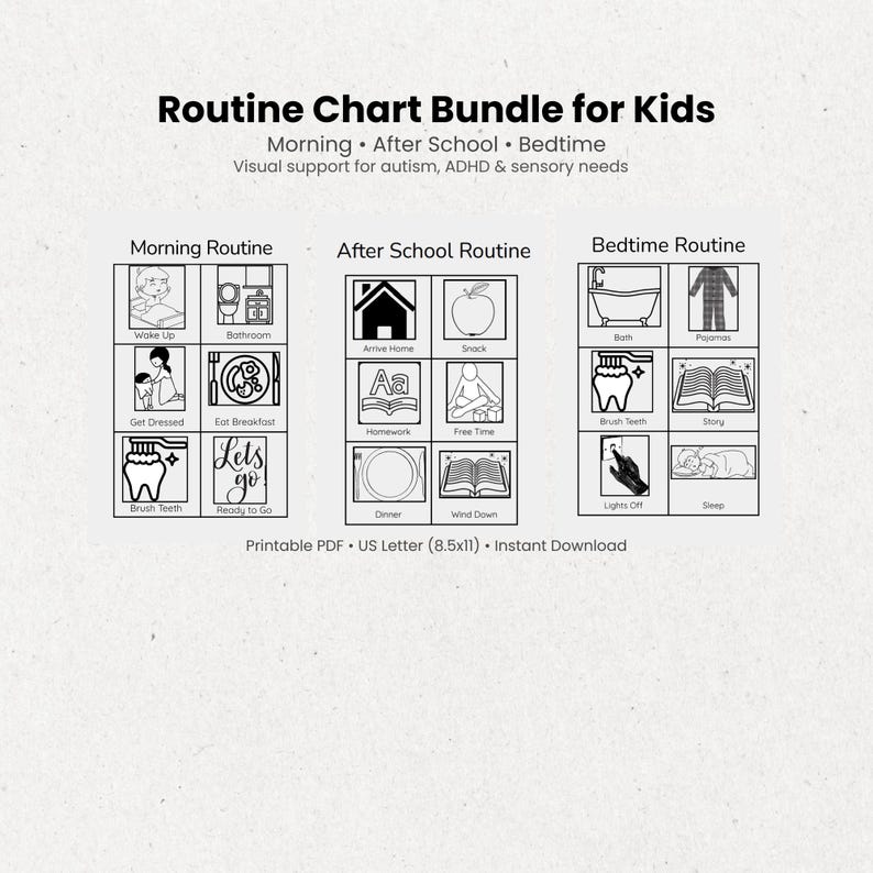 Visual Routine Chart Bundle – Kids' Morning, After School, Bedtime ...