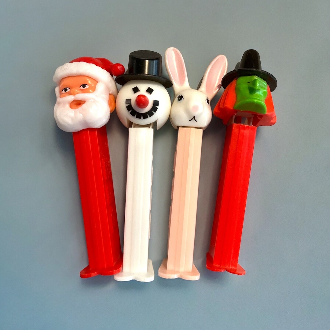 Vintage Pez Candy Dispensers Set of 4 Santa Snowman Pink & White Bunny ...