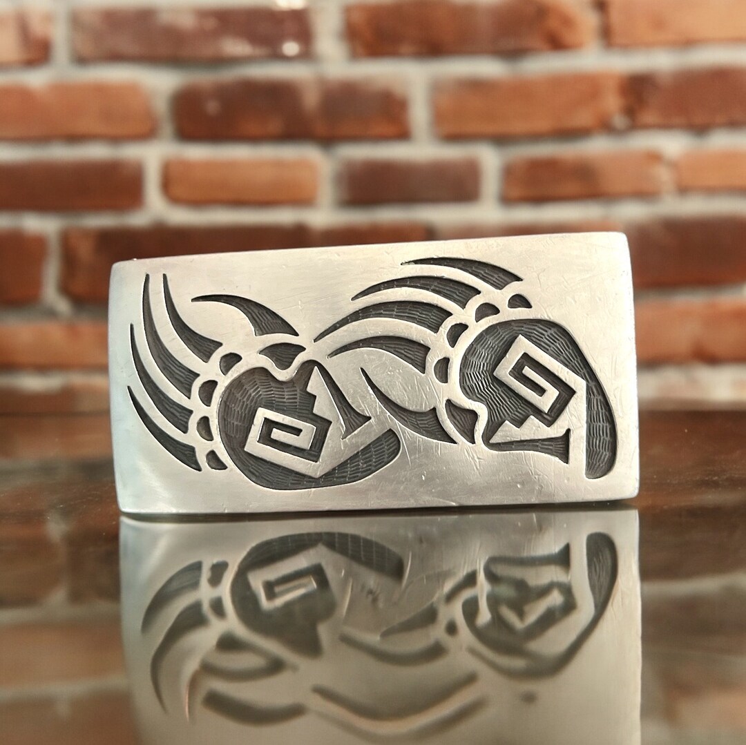 Vintage Hopi Bear Claw Belt Buckle Silver Signed by Artist in 1971 ...