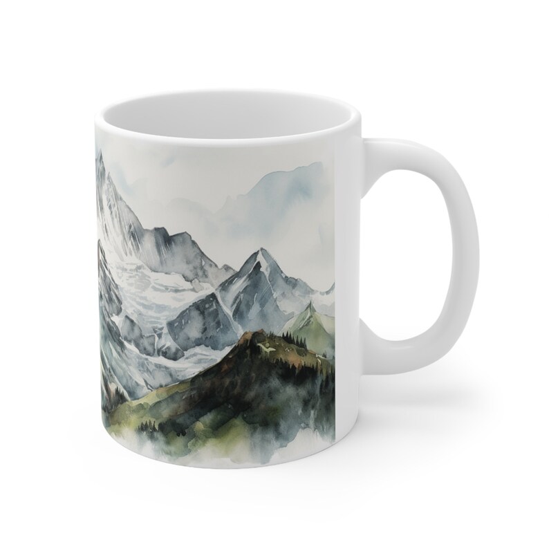 The Swiss Alps Watercolor Painting, Coffee Mug, Great Gift or Fun Mug ...