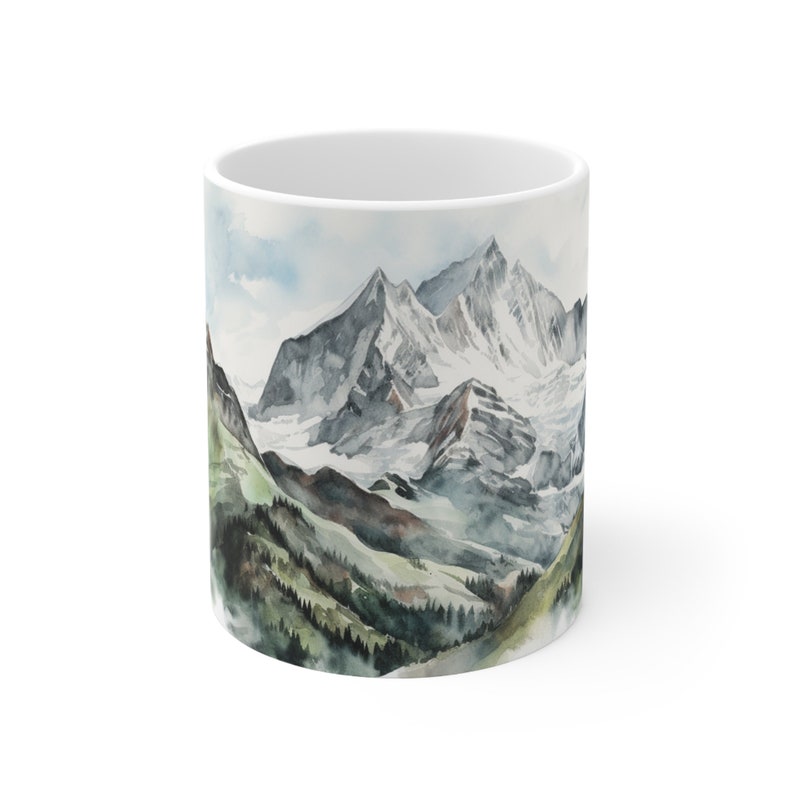 The Swiss Alps Watercolor Painting, Coffee Mug, Great Gift or Fun Mug ...