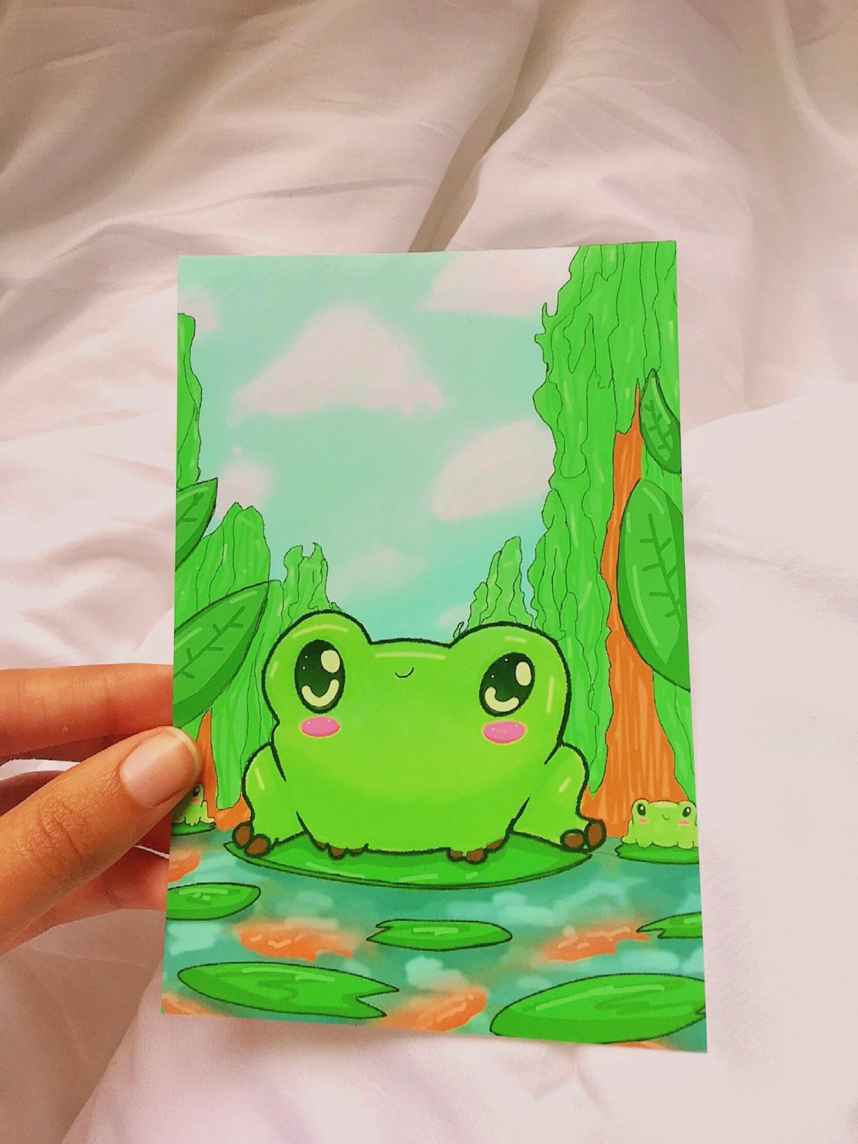 Cute Art Print Frog Kawaii Print Gift Green Frog Art - Etsy