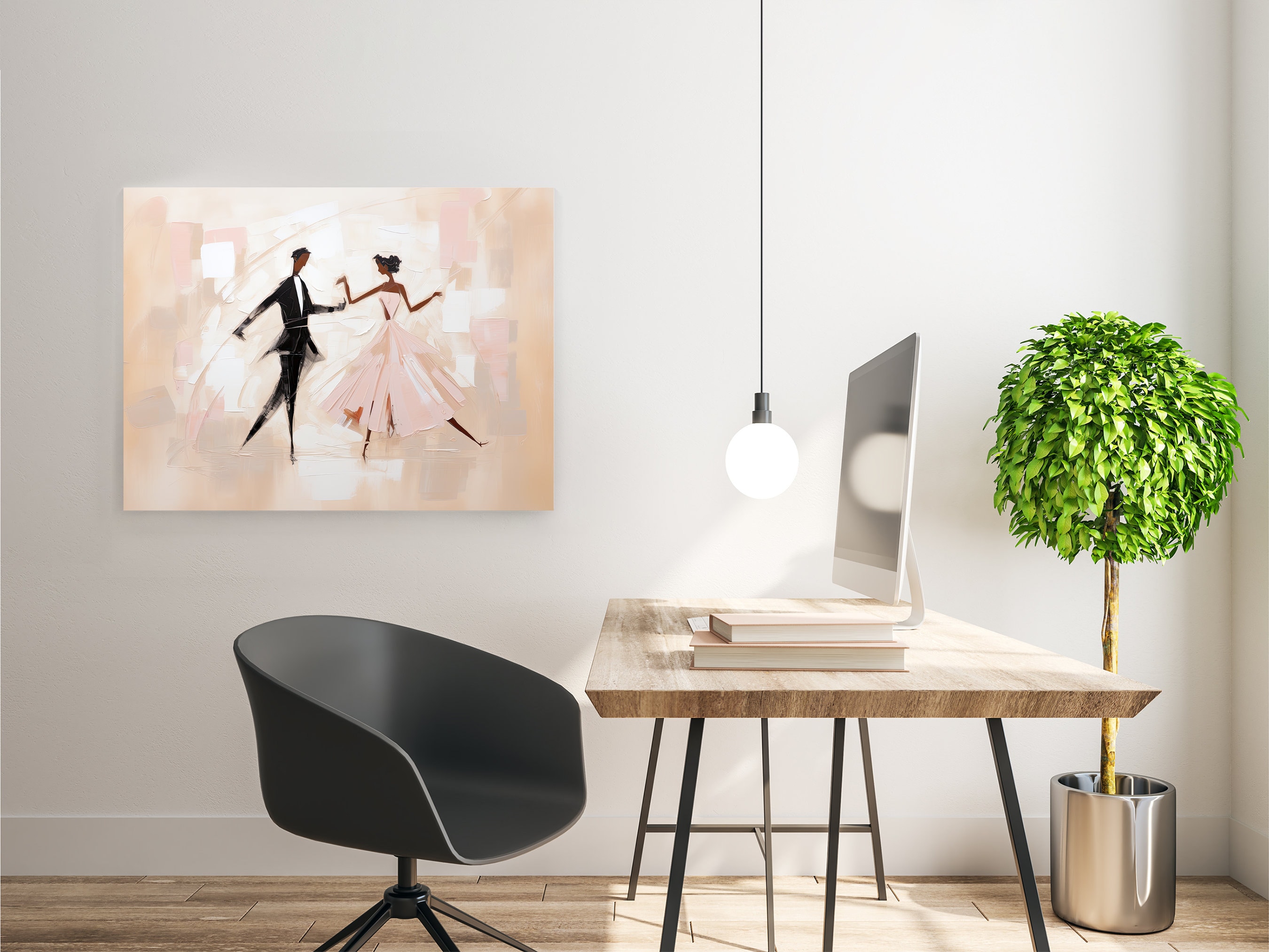 Romantic Dancing Couple Canvas Print Wall Art, Abstract Modern Art for ...
