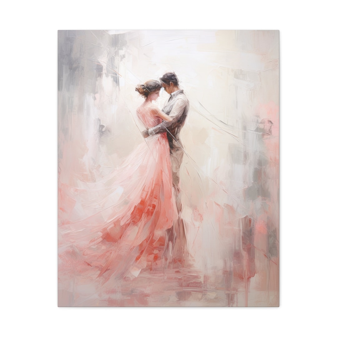 Romantic Dancing Couple Canvas Print Wall Art, Abstract Modern Art for ...