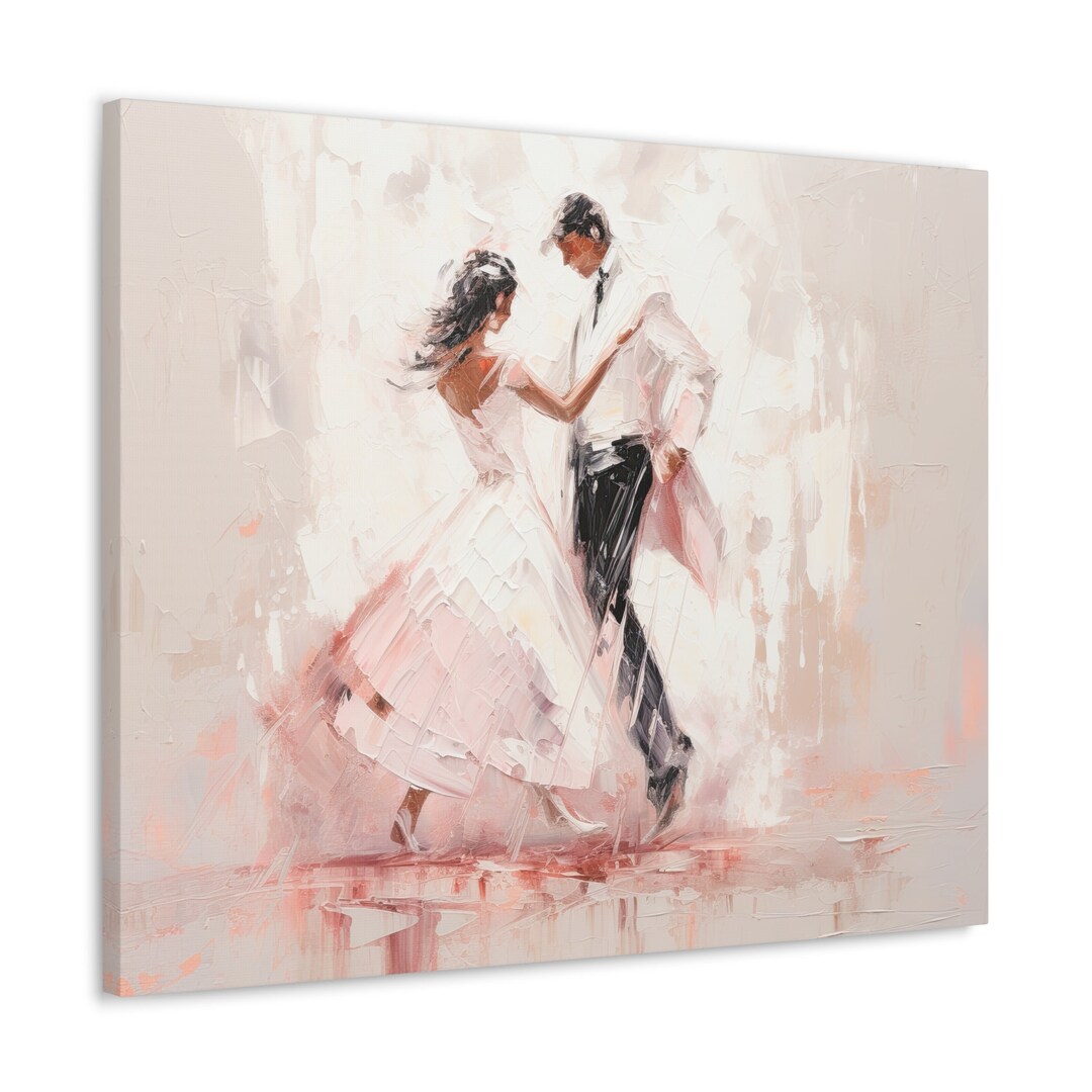 Romantic Dancing Couple Canvas Print Wall Art, Abstract Modern Art for ...