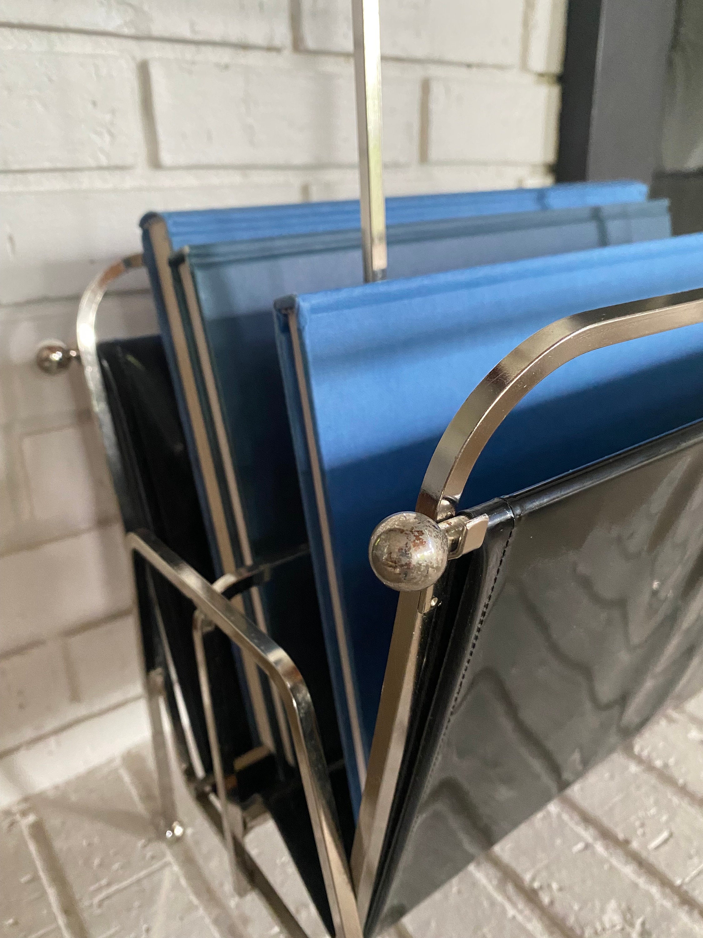 Vintage Chrome & Black Vinyl Magazine/record Holder - Etsy