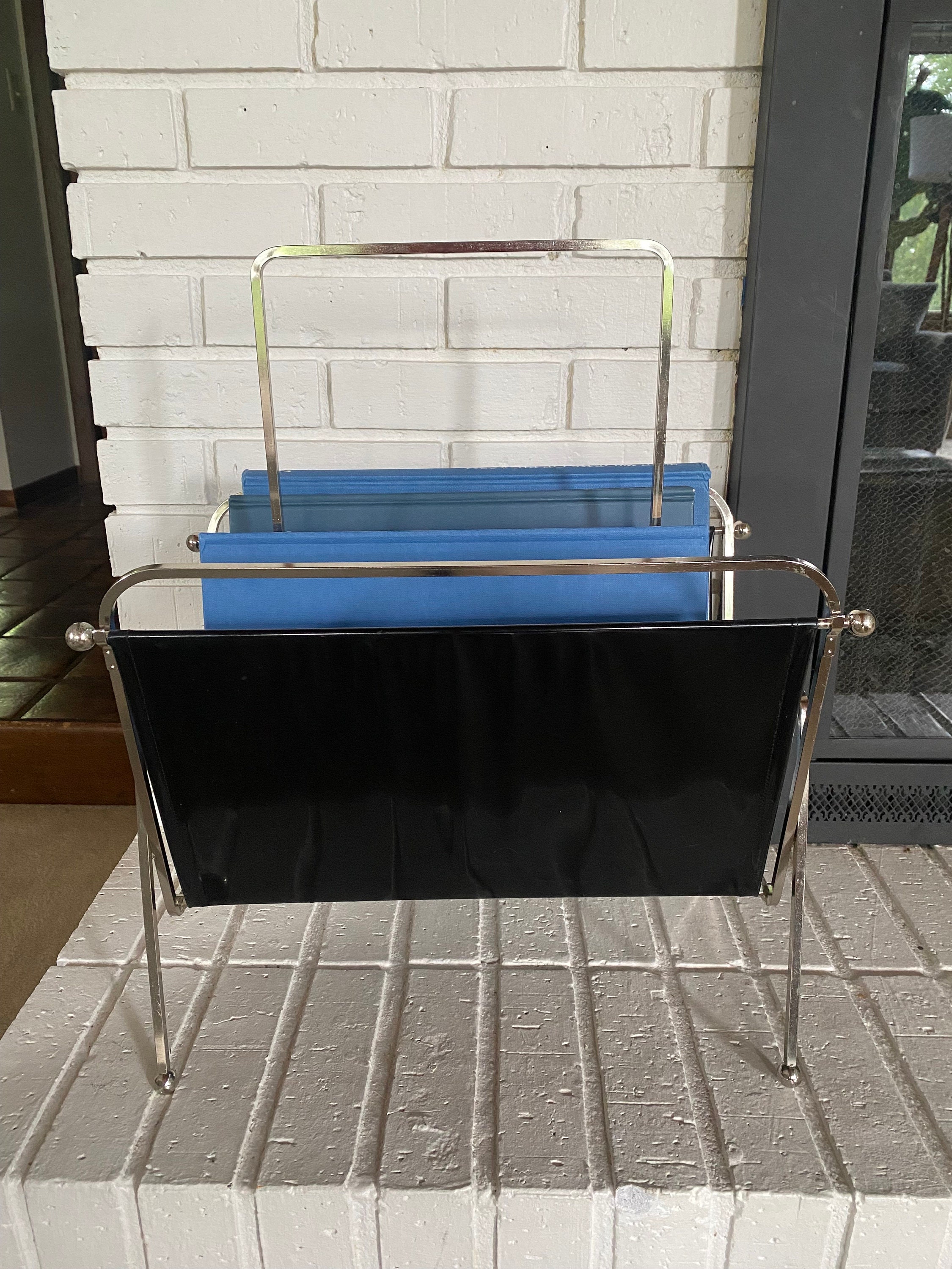 Vintage Chrome & Black Vinyl Magazine/record Holder - Etsy