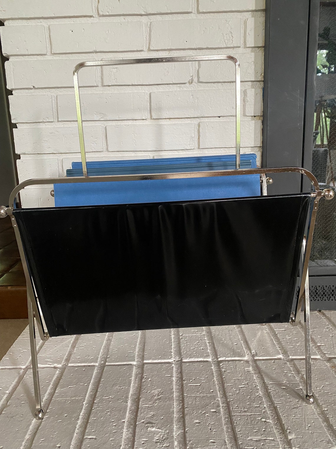 Vintage Chrome & Black Vinyl Magazine/record Holder - Etsy
