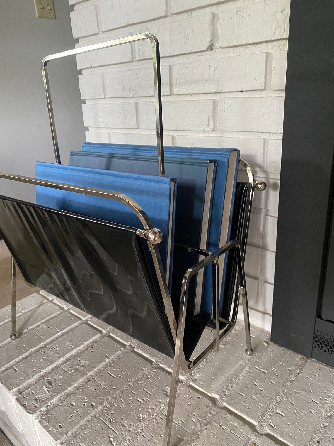 Vintage Chrome & Black Vinyl Magazine/record Holder - Etsy