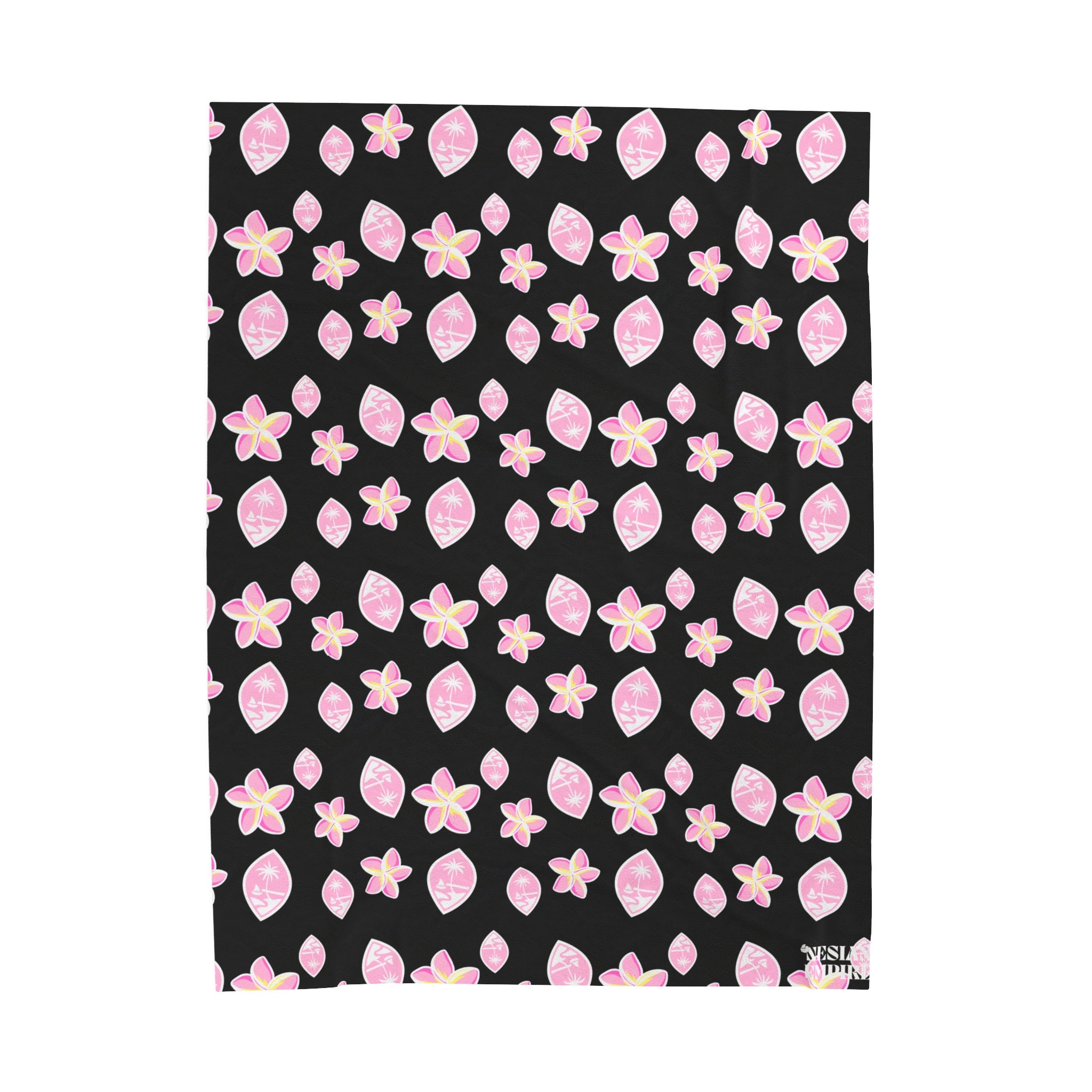 Pink and Black Plumeria Guam Seal Blanket - Etsy