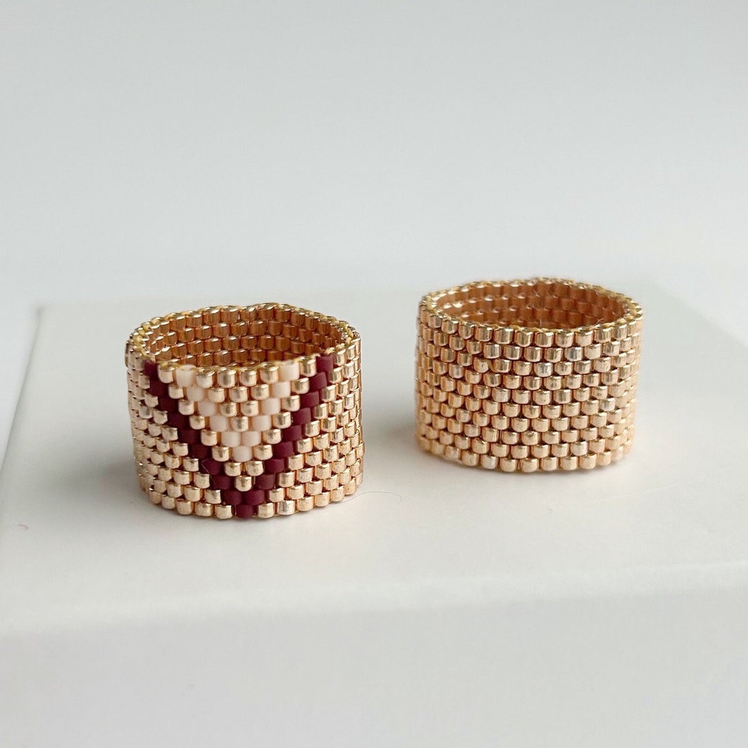 Minimalist Seed Bead Wide Ring, Seed Bead Ring, Beaded Ring, Seed Bead ...