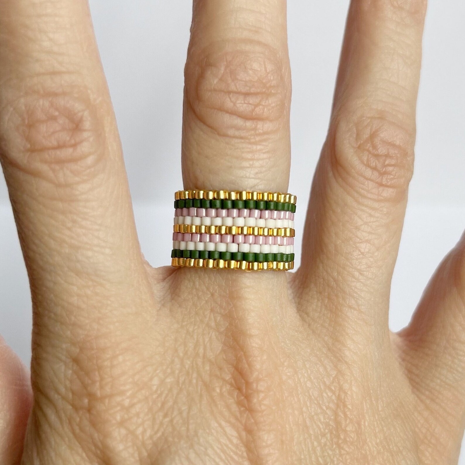 Seed Bead Band Ring, Seed Bead Ring, Beaded Ring, Bead Woven Ring ...