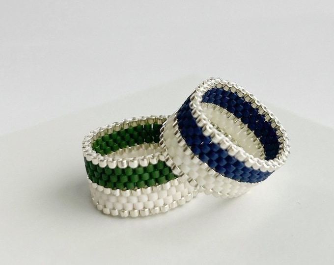 Seed Bead Ring, Beaded Ring, Seed Bead Band Ring, Bead Woven Ring ...