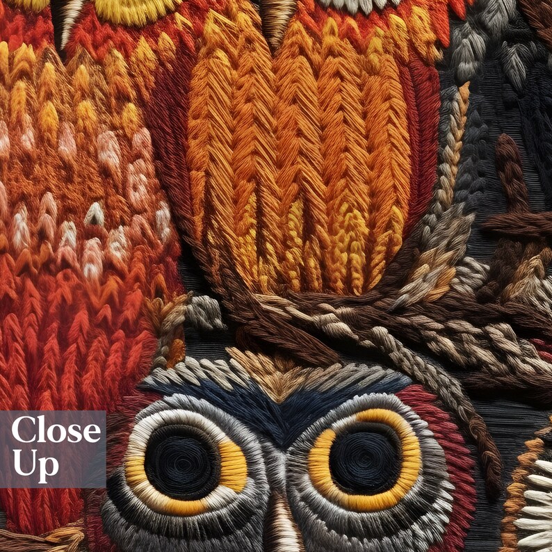 Seamless Digital Pattern, Crochet, Embroidered Owls, Animal Pattern ...