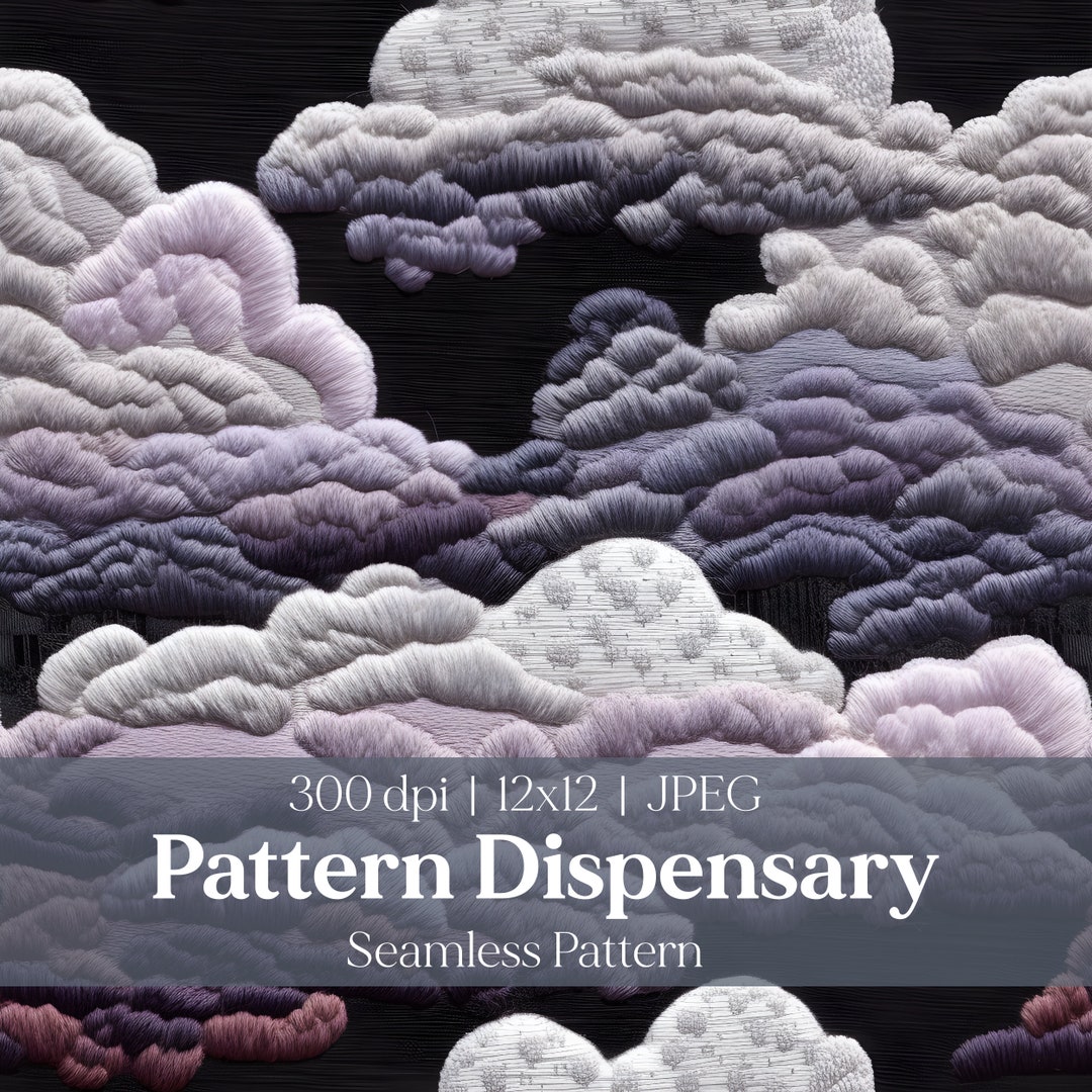 White Gray Purple Clouds Seamless Pattern (JPEG) - Etsy