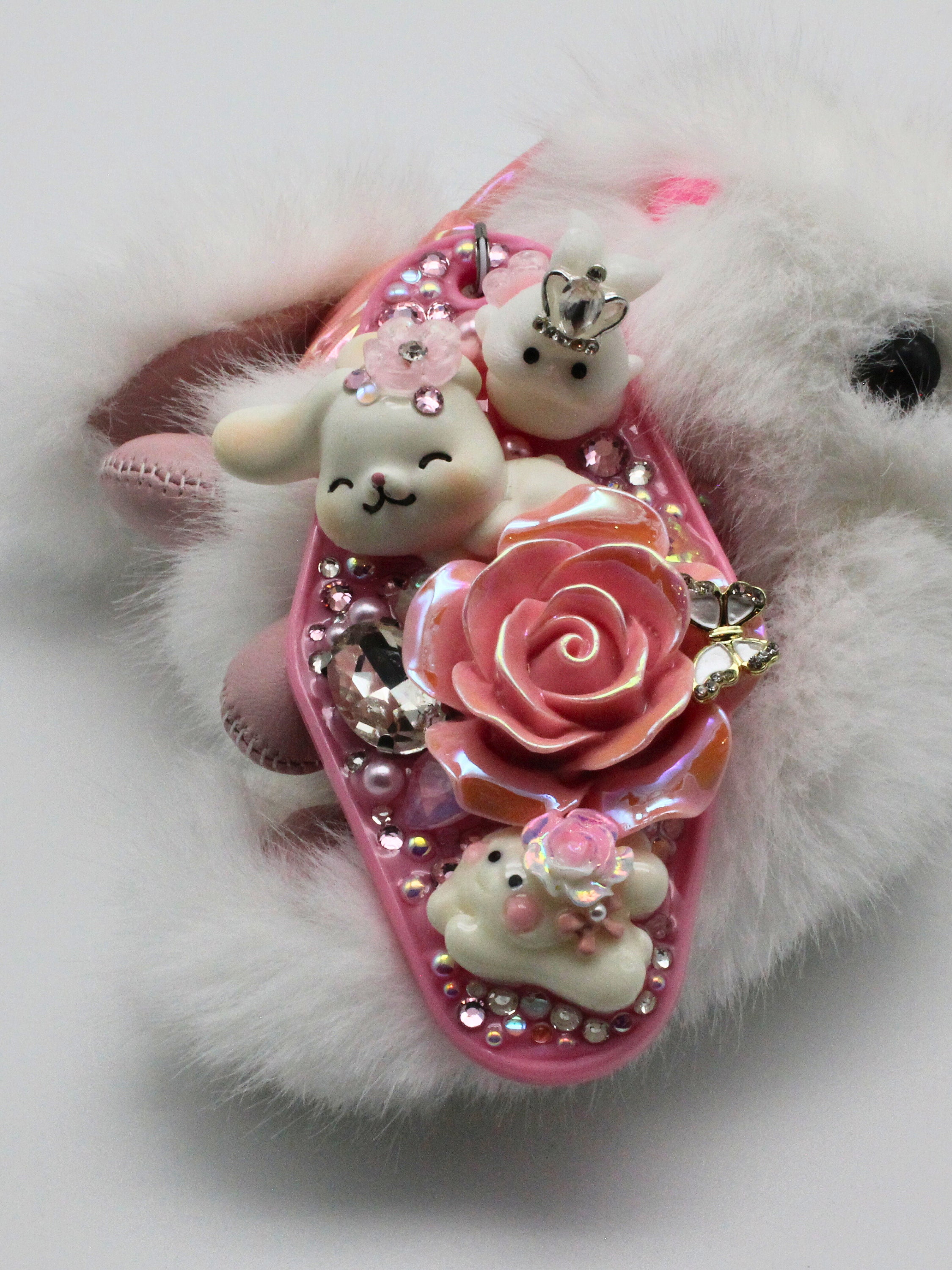White/pink Bunny Kawaii Cute Decoden Keychain Purse Charm Set - Etsy