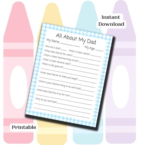 All About Dad Printable - Etsy