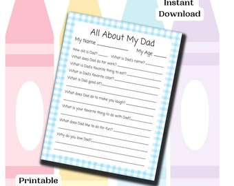 All About My Dad Questionnaire Father's Day Craft - Etsy