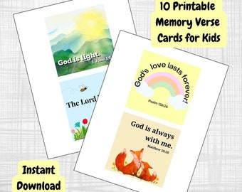 Printable Beginner Level Memory Verse Cards for Kids - All About Prayer Theme - Etsy