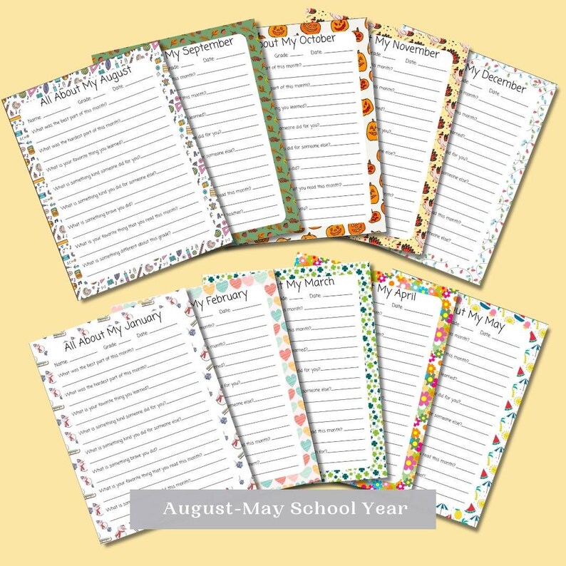 All About My Month Printable Pack for Kids AUGUST THROUGH MAY School ...