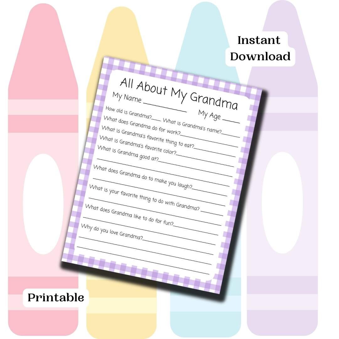 All About My Grandma Printable - Etsy