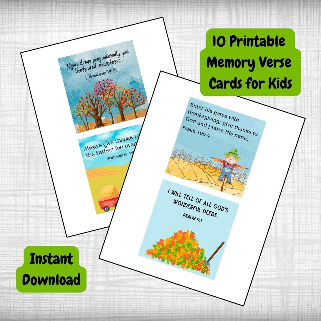 Printable Intermediate Level Memory Verse Cards for Kids All - Etsy