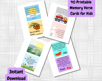 Printable Beginner Level Memory Verse Cards for Kids - All About God ...