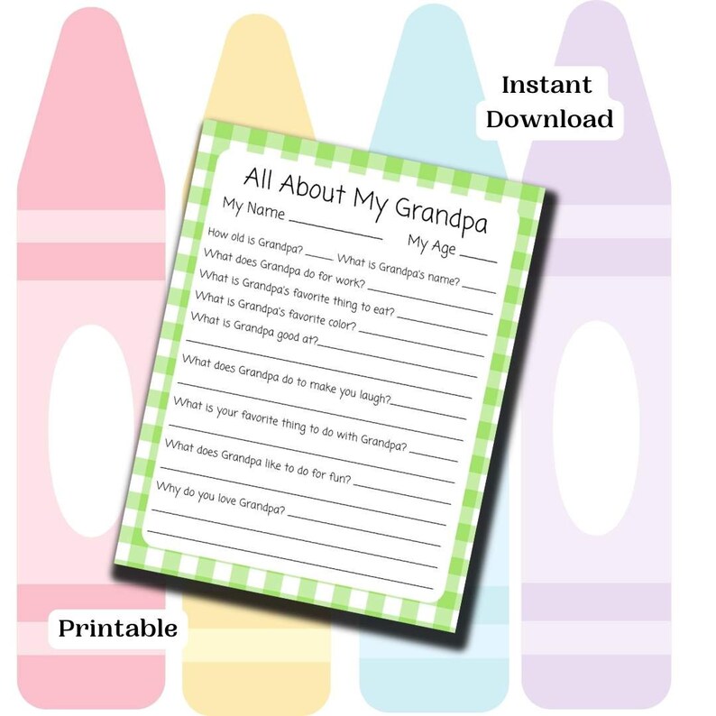 All About My Grandpa Printable - Etsy