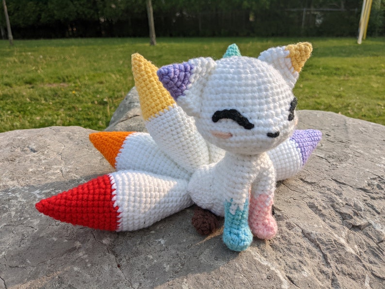 Rainbow Pride Kitsune, Crochet Amigurumi PDF Pattern, LGBTQ+ Gay Trans ...