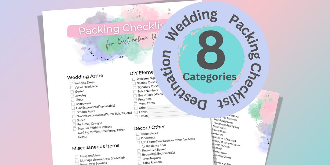 Destination Wedding Packing Checklist Travel Packing List for Wedding ...