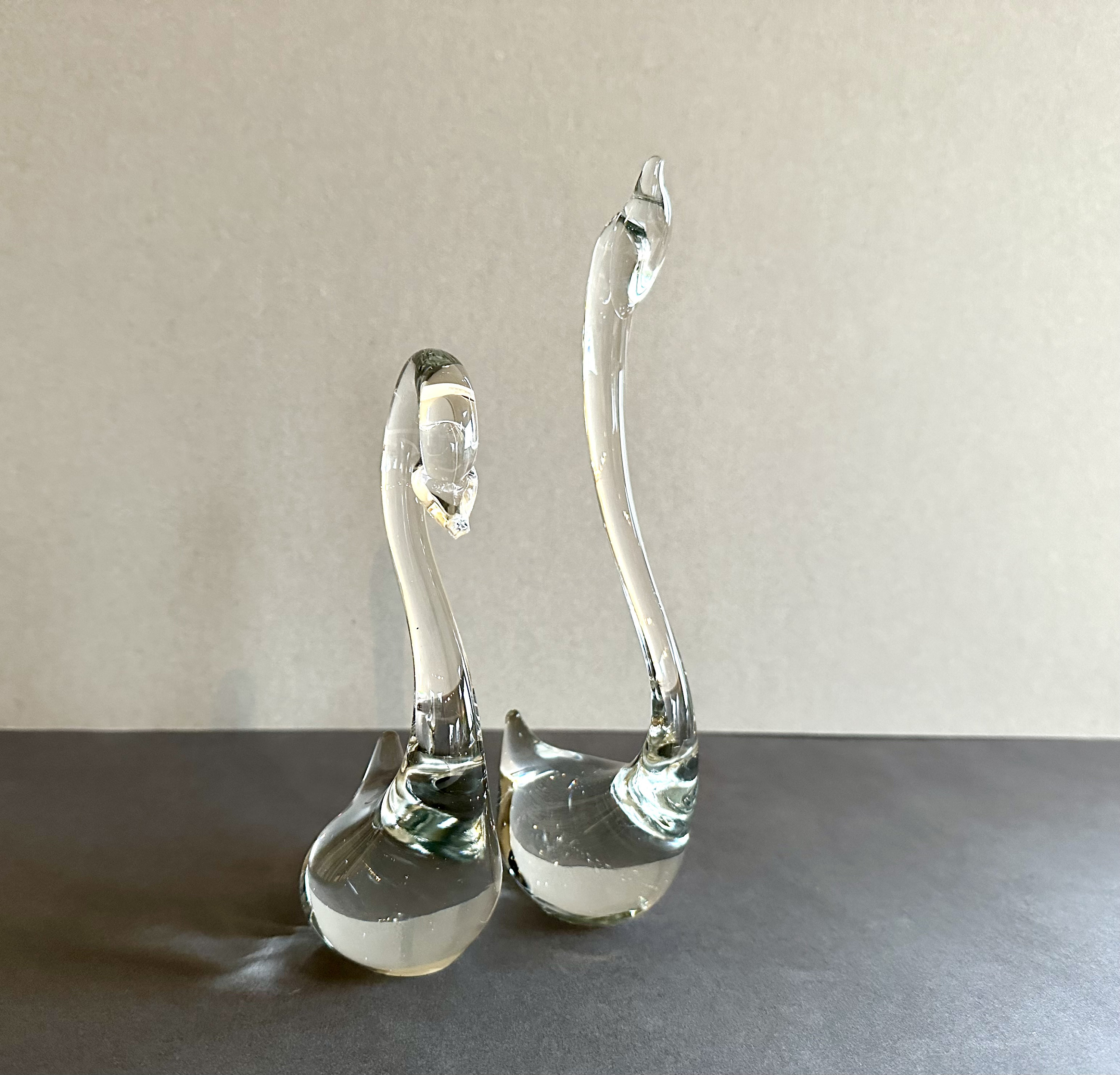 Vintage Clear Glass Swan Figurine, Handblown Tall Glass Swan, Home ...