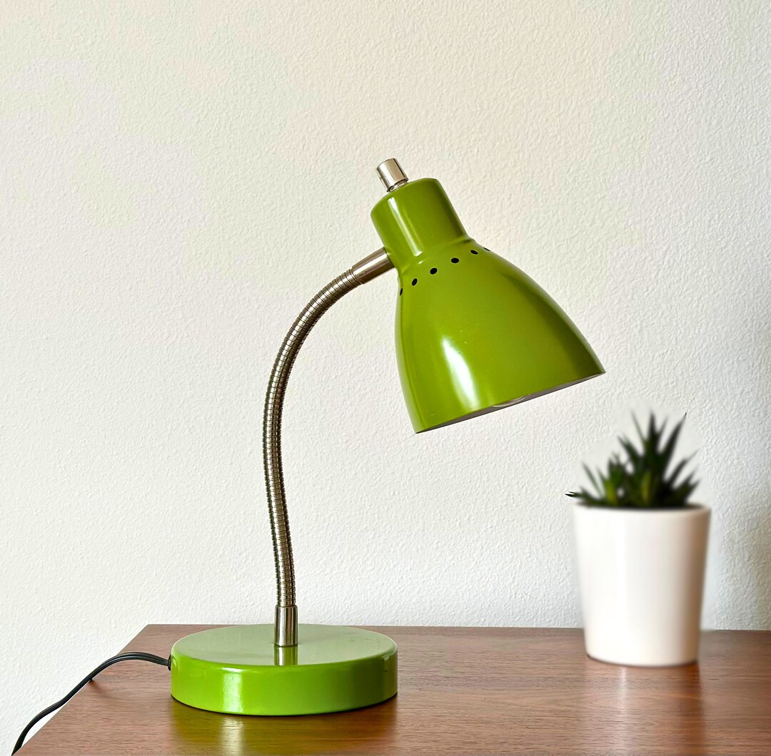 Retro Desk Lamp, 90s Gooseneck Lamp, Lime Green Desk Lamp, Post Modern ...
