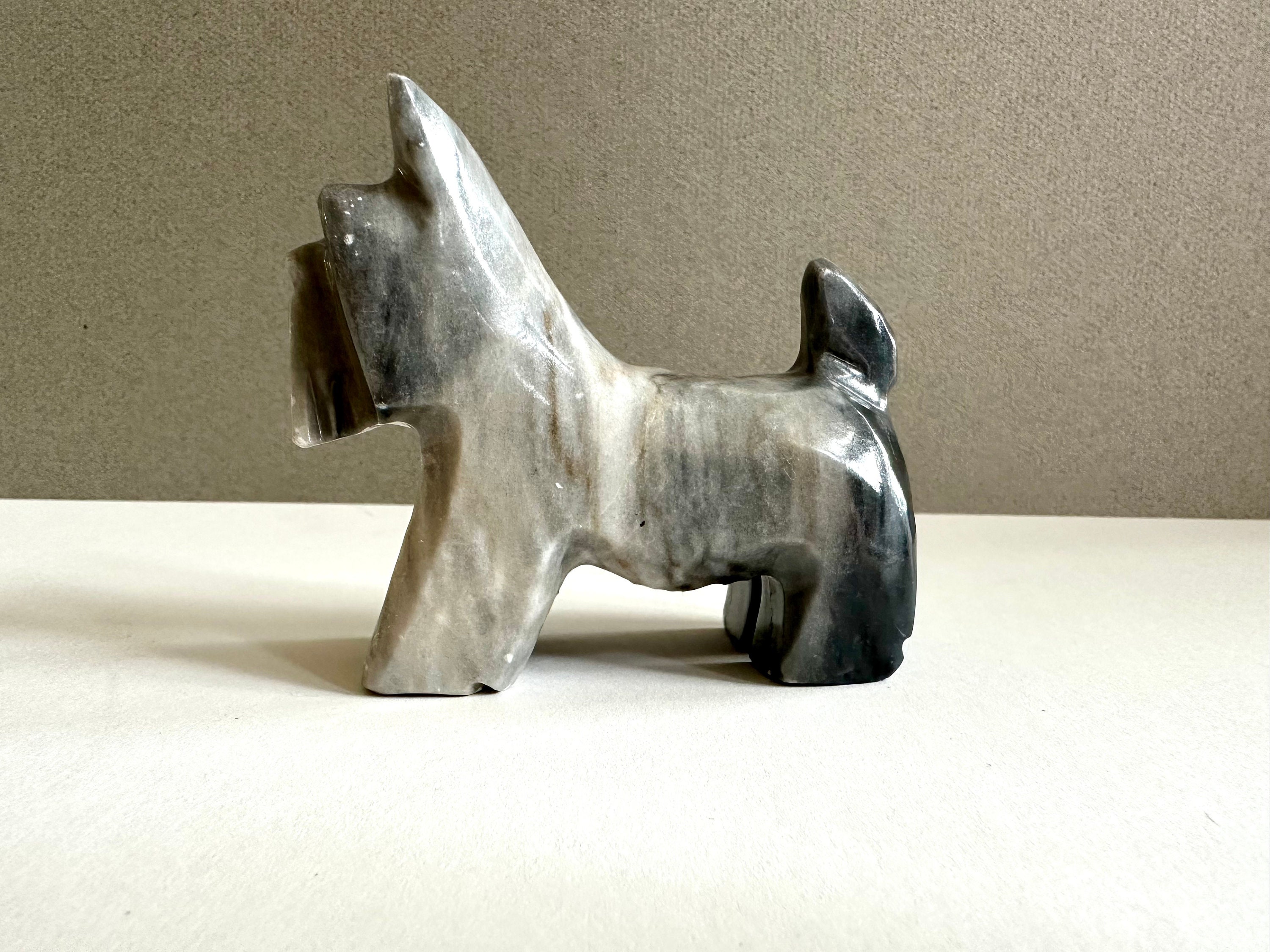 Vintage Alabaster Scottie Dog / Hand Carved Stone Scottie Dog, Marble ...