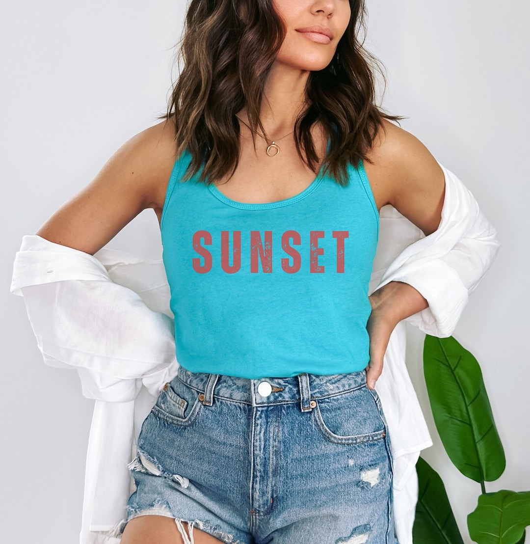 Sunset Tank Top - Womens Beach Shirt - Summer Tanks - Ocean Shirt - Etsy