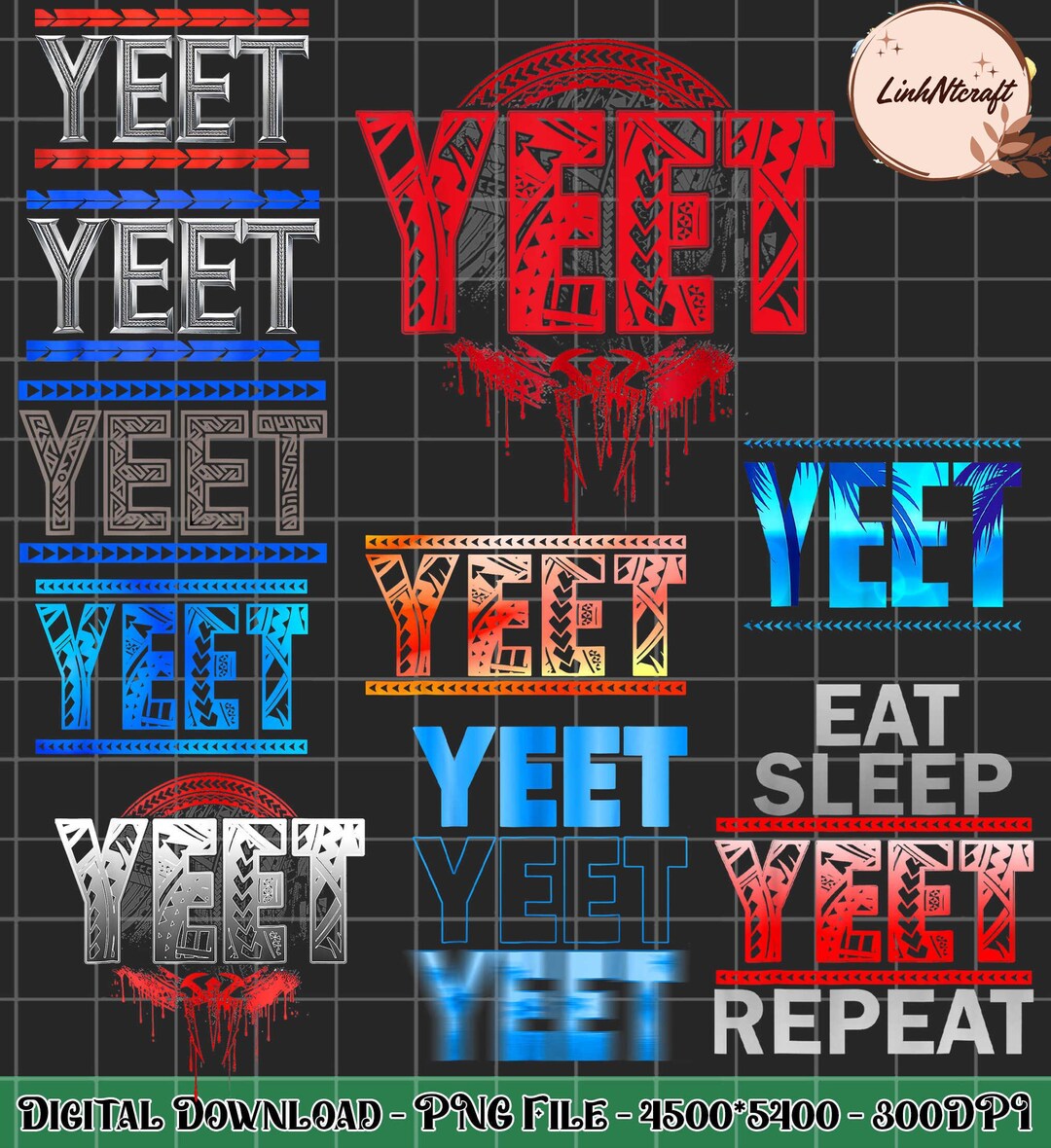 Vintage Yeet Bundle Png, Funny Wrestling Trending Png, Eat Sleep Yeet ...