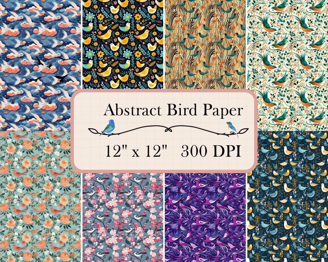Abstract Birds Digital Paper Pack (8 Pack) - Etsy