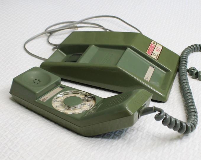 Vintage Avocado Green 1970s Rotary Dial Handset Telephone - Etsy