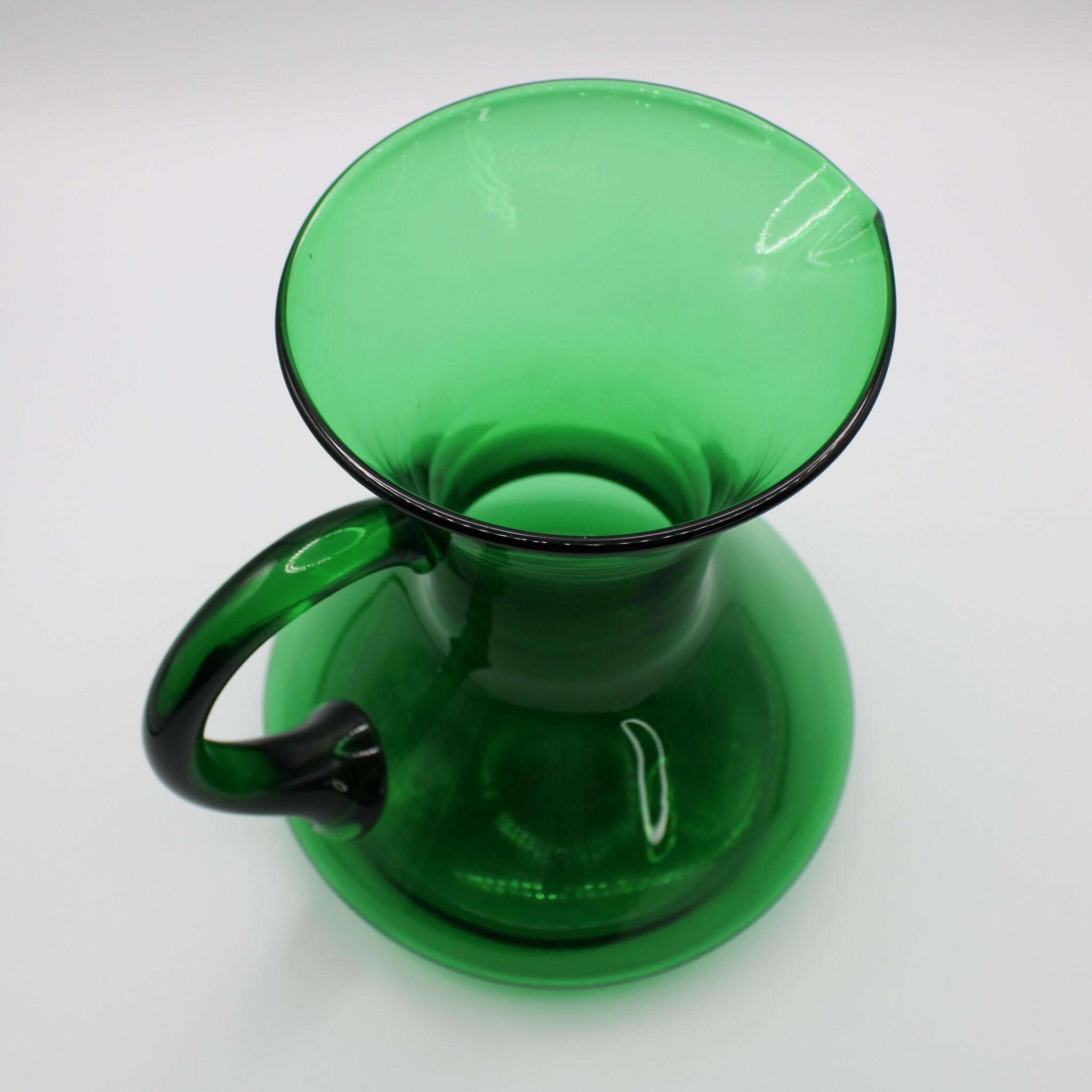 Vintage Emerald Green Glass Pitcher - Etsy