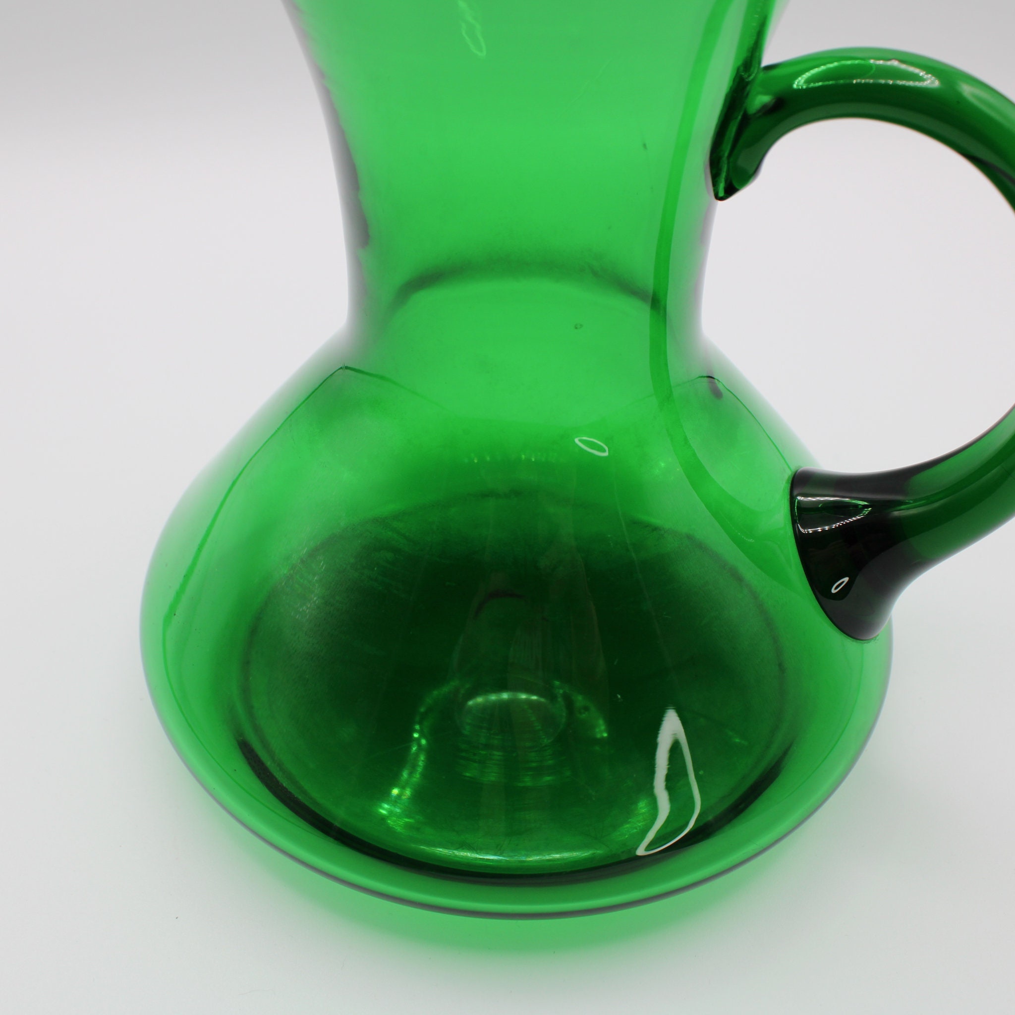 Vintage Emerald Green Glass Pitcher - Etsy