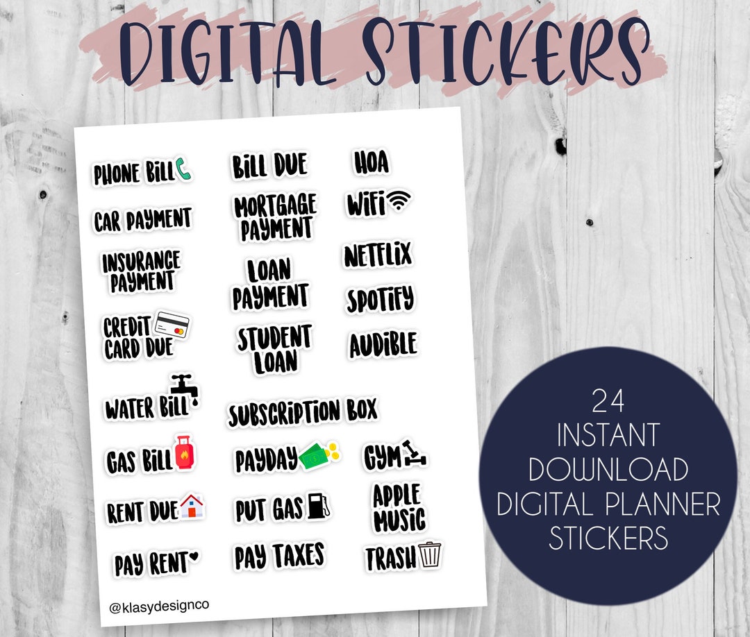 Digital Planner Budget Stickers | Digital Finance Stickers - Etsy