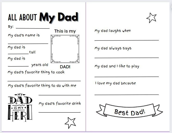 Father's Day Printable Card | Fill in the Blank | Foldable Card - Etsy