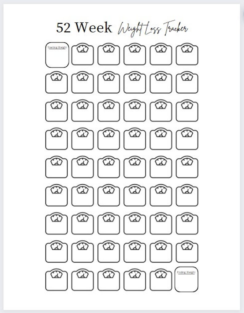 52 Week Weight Loss Tracker - a Easy and Fun Way to Keep Track of Your ...