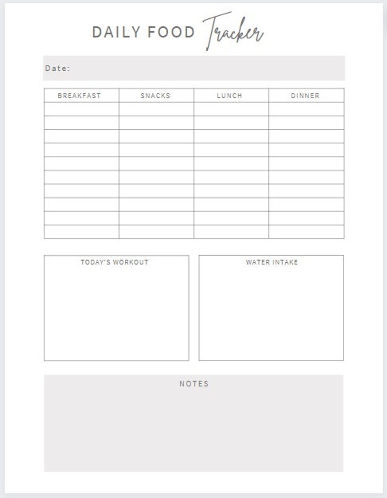 Daily Food Tracker - Etsy